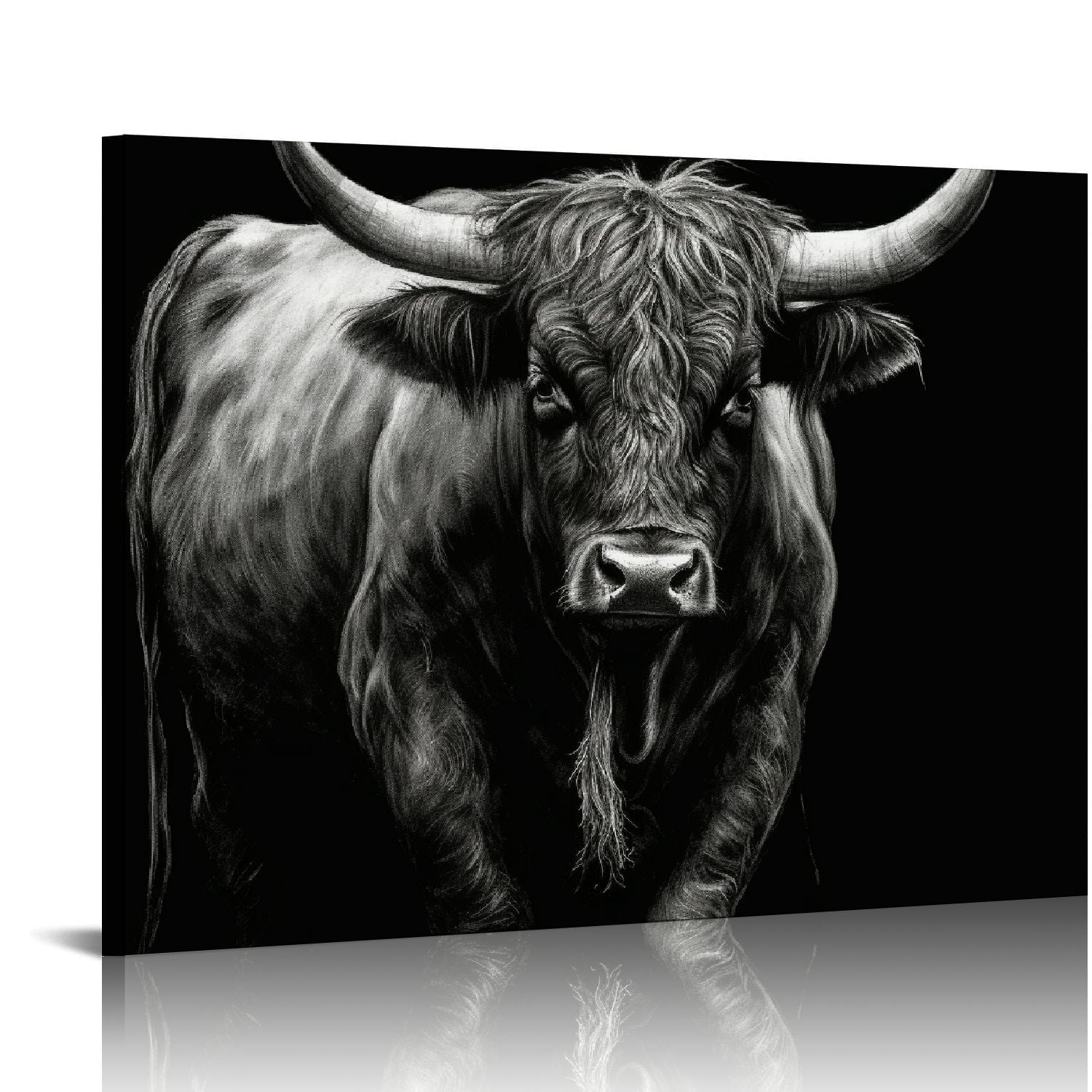 Nawypu Brindle Rodeo Bull Canvas Wall Art Print, Cow Home Decor Artwork ...