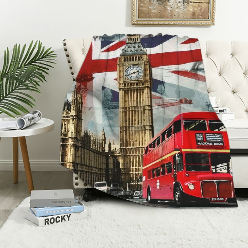 Nawypu British Flag London Plush Throw Blanket Comforter Faux Fur Soft ...