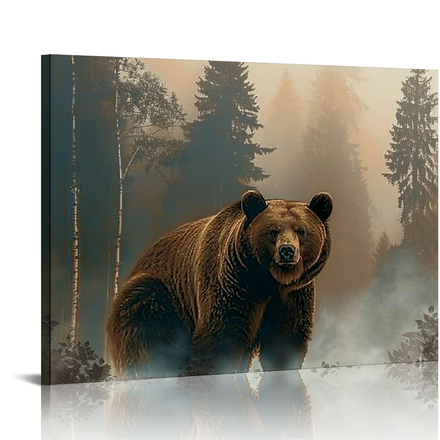 Nawypu Brown Bear Canvas Wall Art Forest Animal Art Print Painting ...