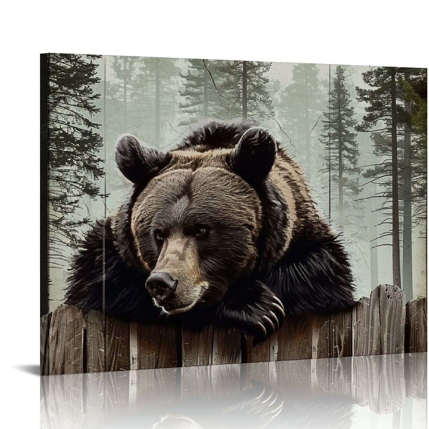 Nawypu Brown Wall Art Painting Grizzly Bear Prints On Canvas Vintage ...