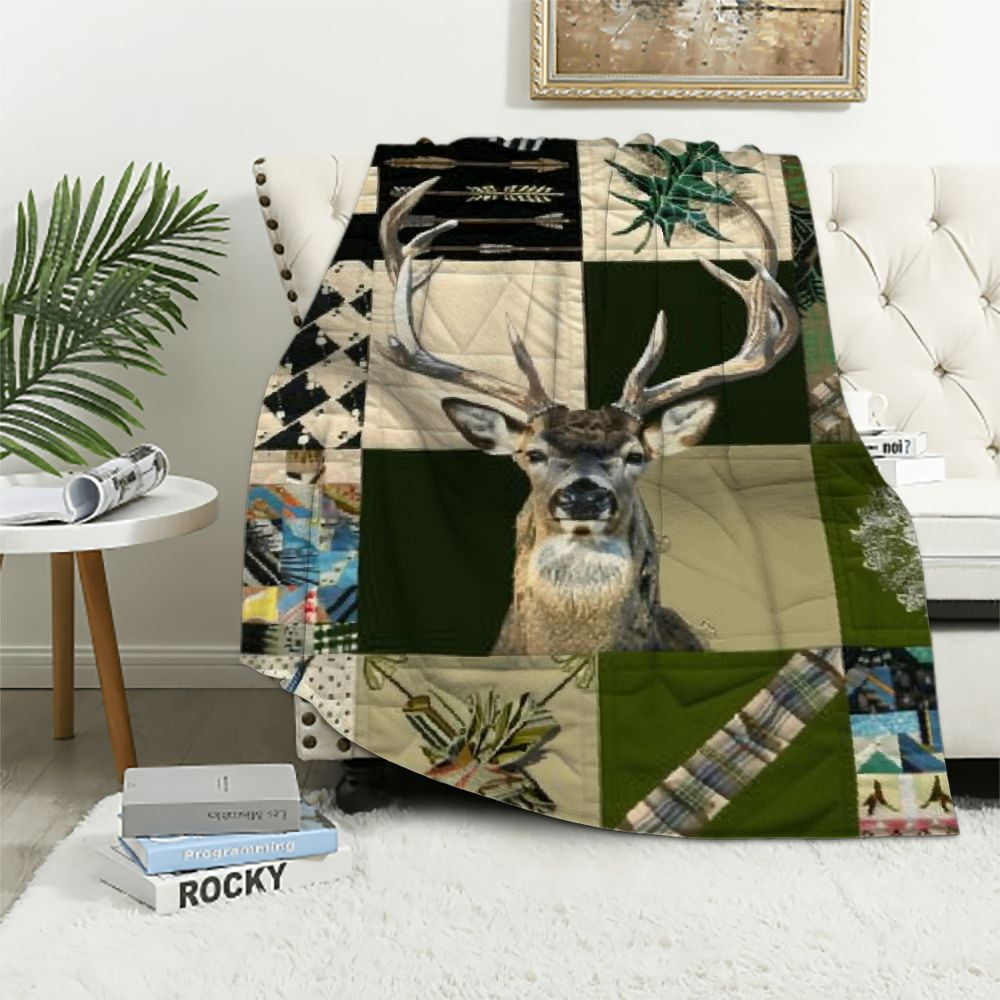 ONETECH Buffalo Plaid Blanket for Bed Chair, Jungle Animals Blanket Ethnic Tribal Arrow Throw ...