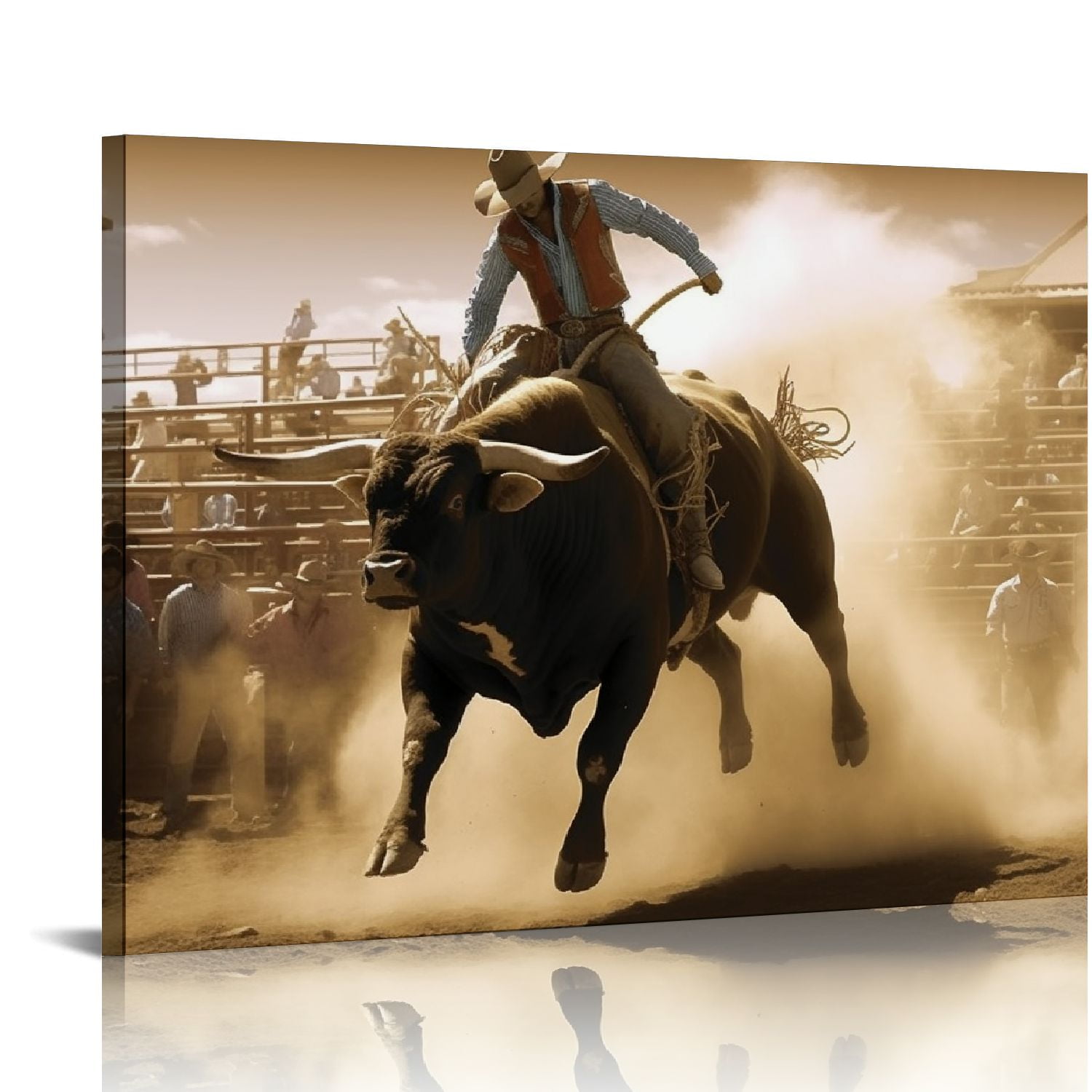Nawypu Bull Riding Bull Rider Art Poster，Western Art, Bull Riding Art ...