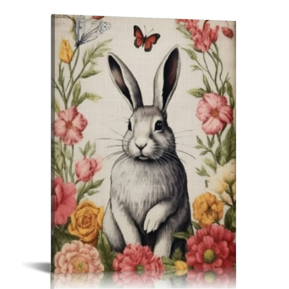 Nawypu Bunny Decor French Country Decor, Rabbit Wall Art Rustic ...
