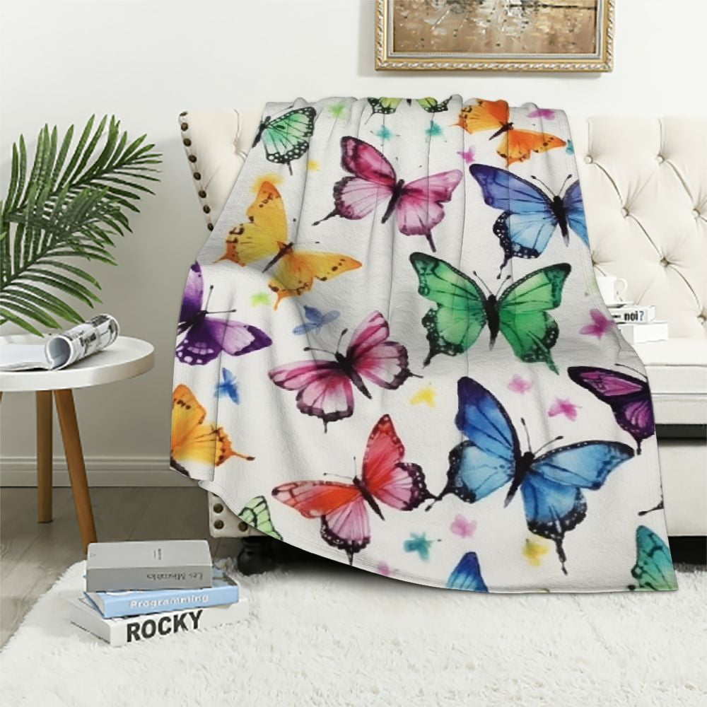 Nawypu Butterfly Blanket Butterfly Gifts for Women Girls Colorful ...