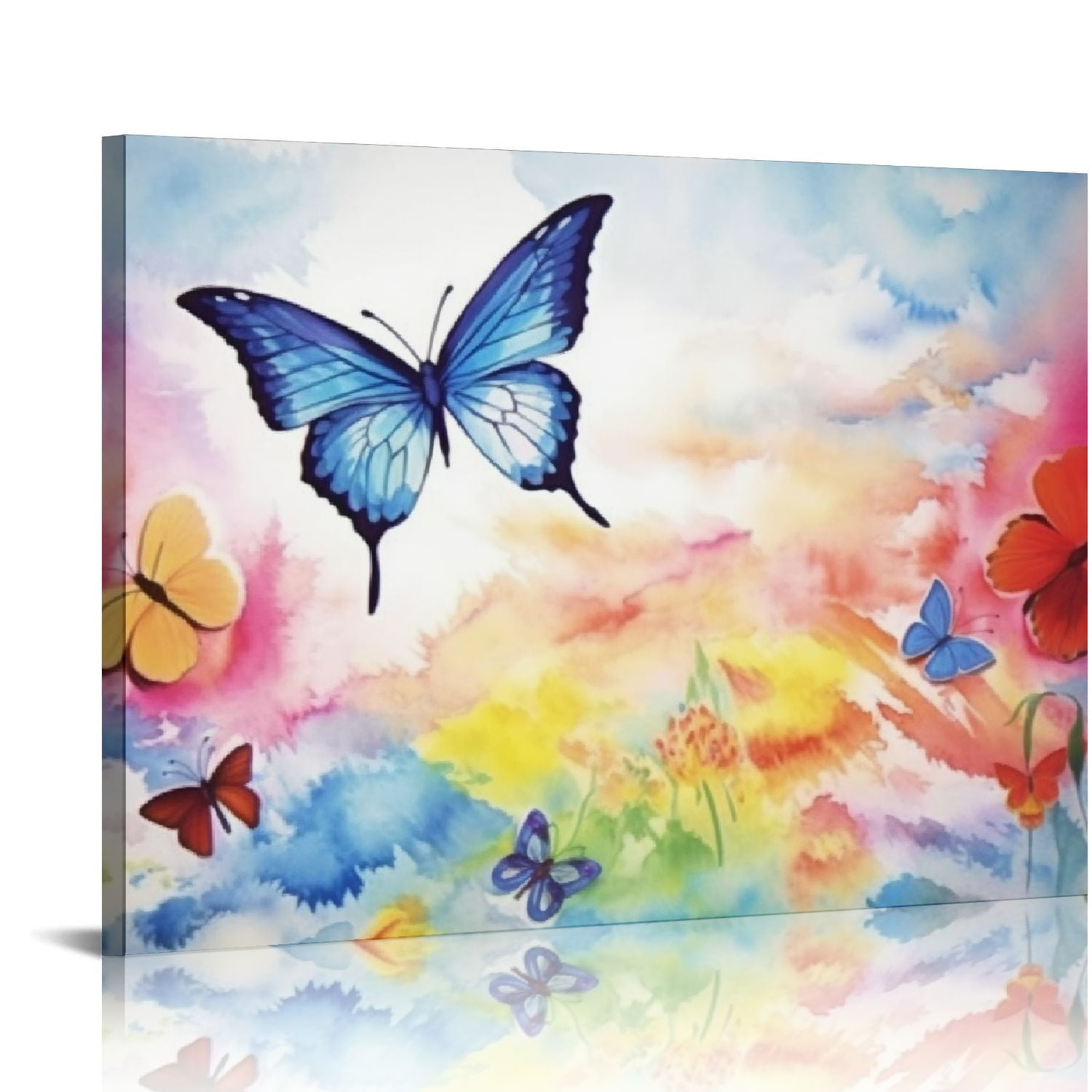 Nawypu Butterfly Pictures Decor Wall Art Print on Canvas Pink Wtercolor ...