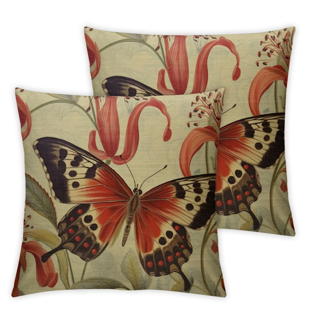 Nawypu Butterfly Pillow Cover Farmhouse Butterfly, Vintage Red ...