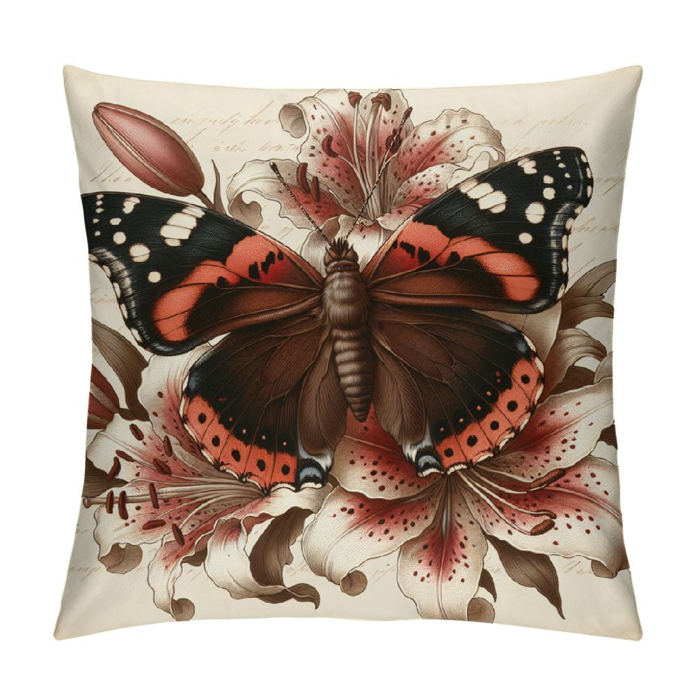 TIAOTIAOHOU Butterfly Pillow Cover Farmhouse Butterfly, Vintage with ...