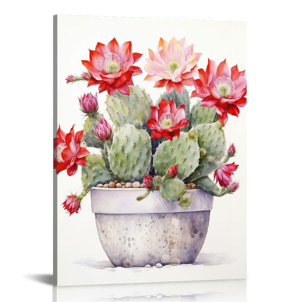 Nawypu Cactus Wall Art Canvas Cacti Pictures Green Plants Painting ...