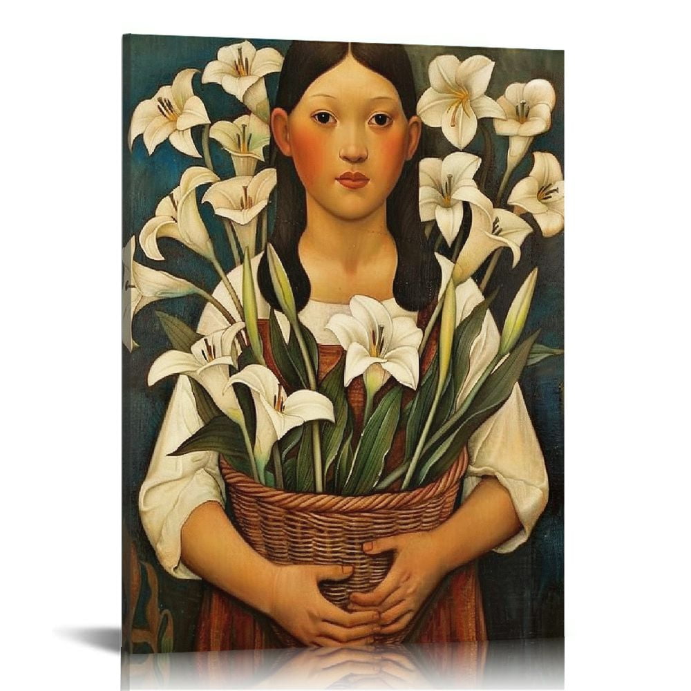 Nawypu Calla Lily Vendor by Diego Rivera Wall Art - Retro Girl Posters ...