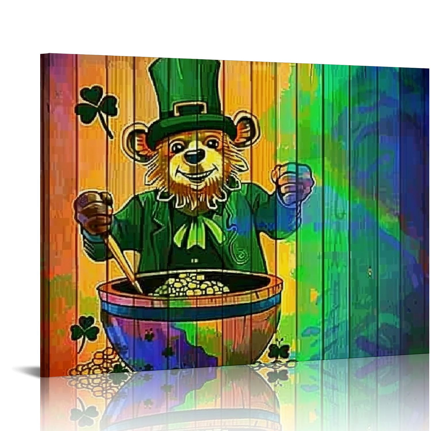 Nawypu Canvas Artwork Art, Happy St. Patrick's Day Leprechaun with Gold ...