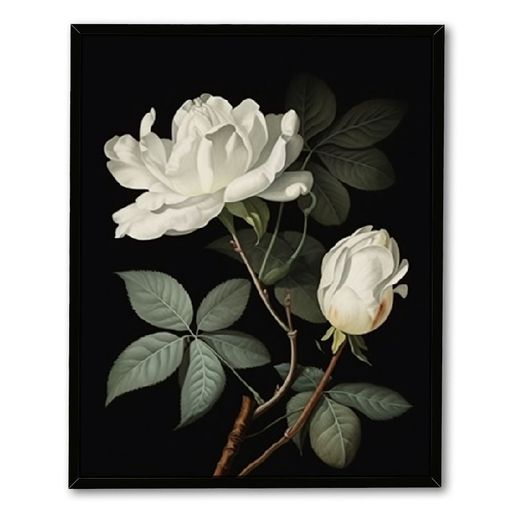 Nawypu Canvas Floral Wall Art with Black and White Flowers Art for ...