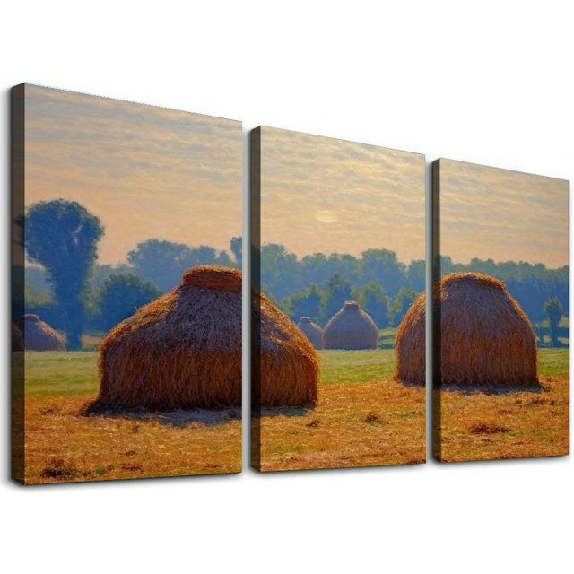 Nawypu Canvas Haystacks, end of Summer Prints Wrapped Gallery Wall Art ...