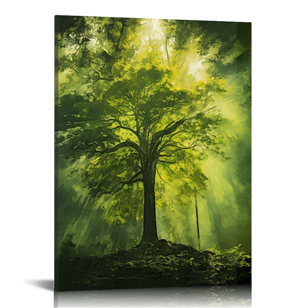 Nawypu Canvas Large Art Print Spring Forest Nature Green Big Tree Wall ...
