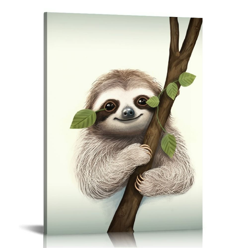Nawypu Canvas Like Wall Art Decor - Painting Like Framed Artwork Sloth ...