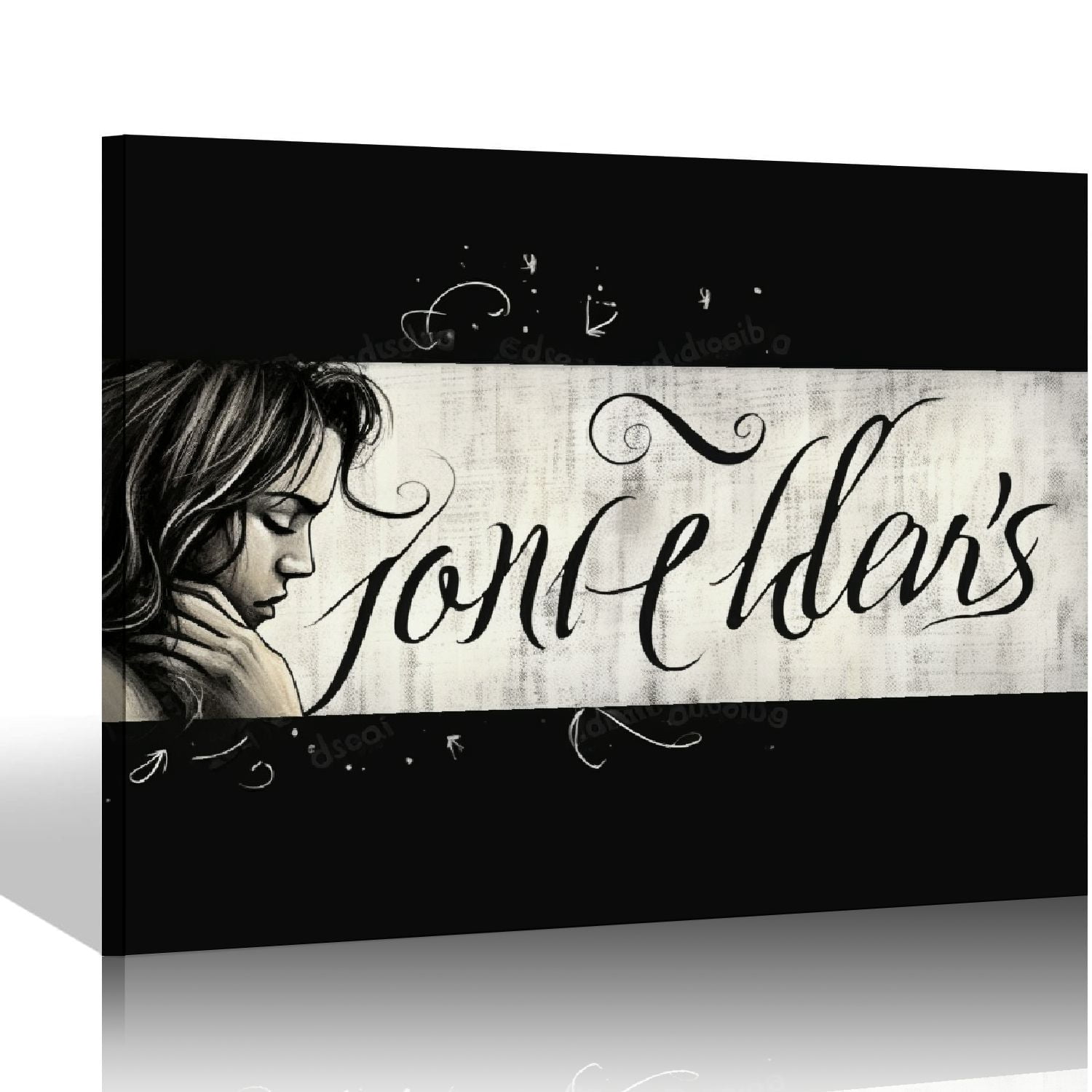 Nawypu Canvas Print Always Kiss Me Goodnight Sign Wall Art Love Quote ...