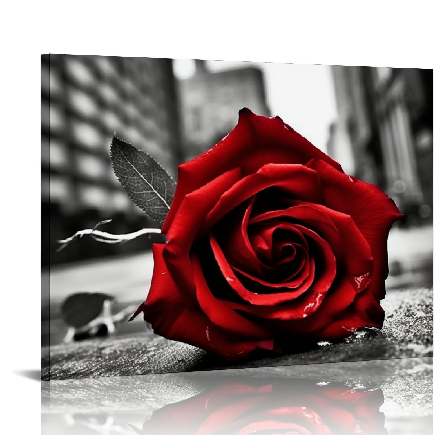 Nawypu Canvas Print Black and White Red Rose Canvas Art Painting Red ...