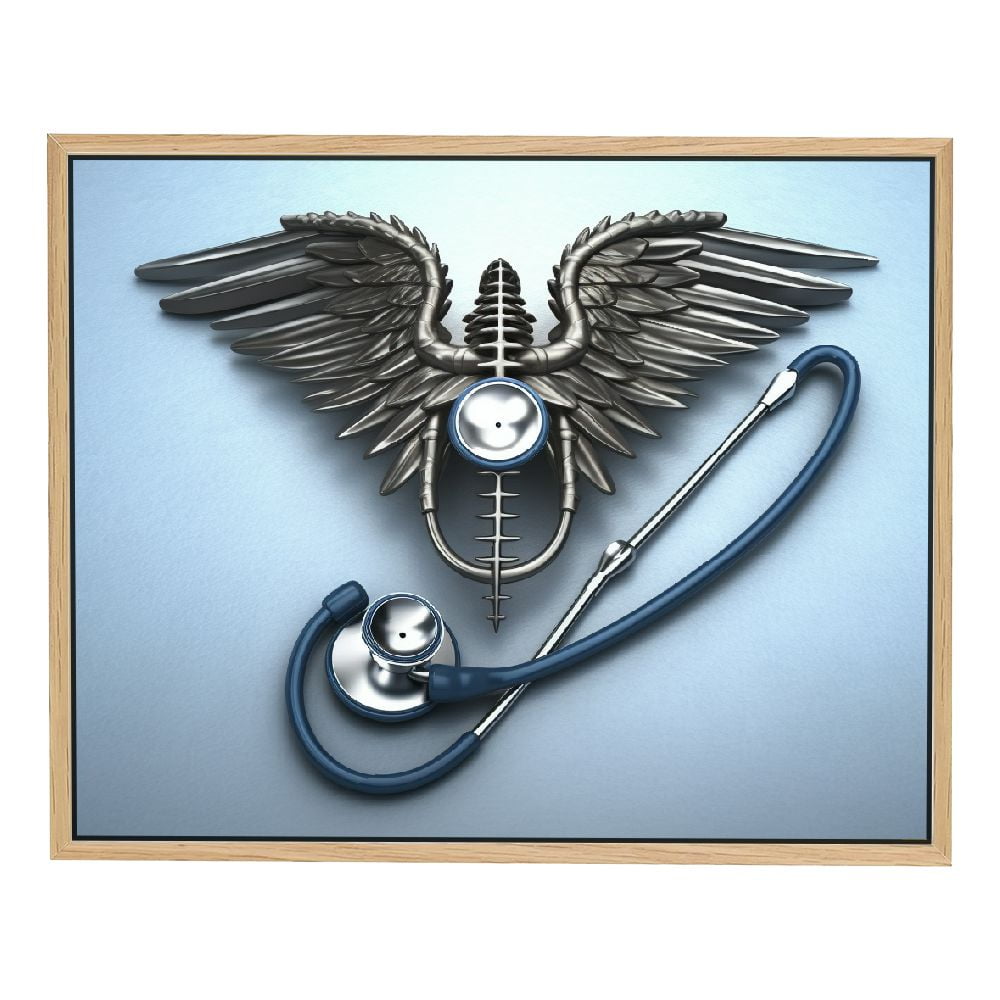 Nawypu Canvas Print Wall Art 3D Render Doctor Stethoscope Caduceus ...