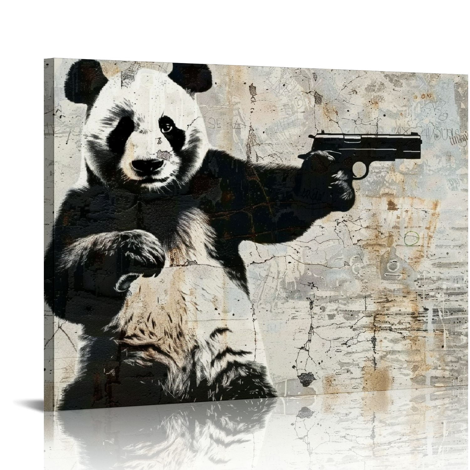 Nawypu Canvas Print Wall Art Banksy Panda with on Wall Cities Animals ...