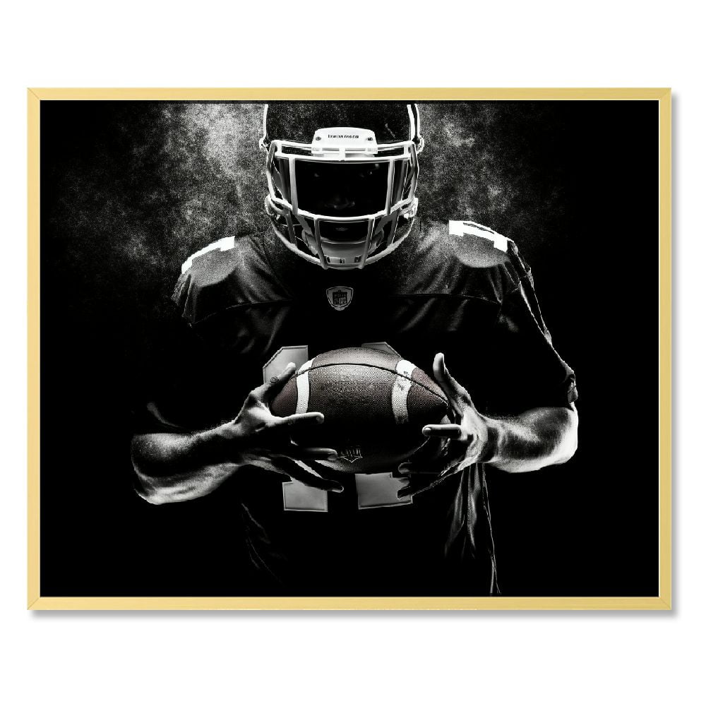 Nawypu Canvas Print Wall Art Black White Shadow Football Player ...