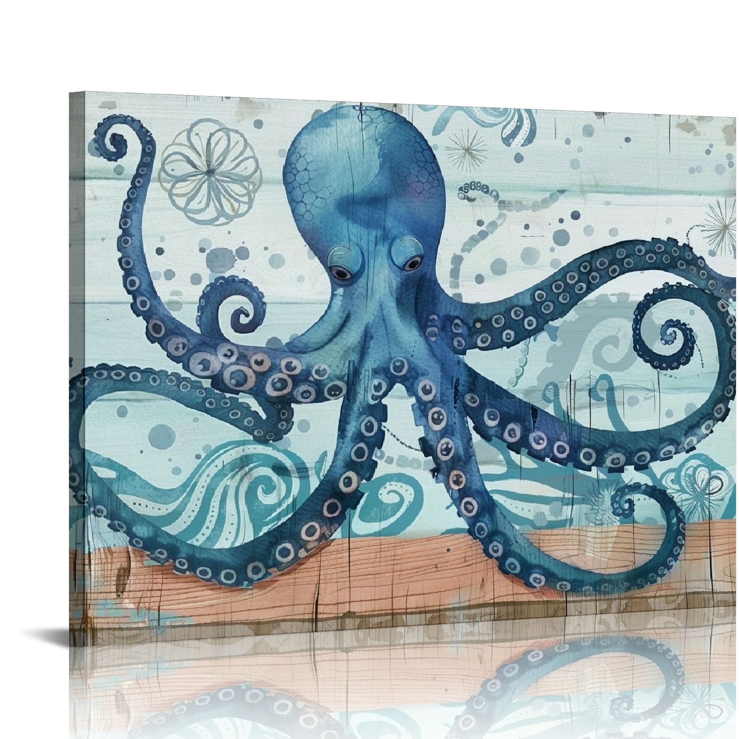 TIAOTIAOHOU Canvas Print Wall Art Octopus Under The Sea with Shells ...