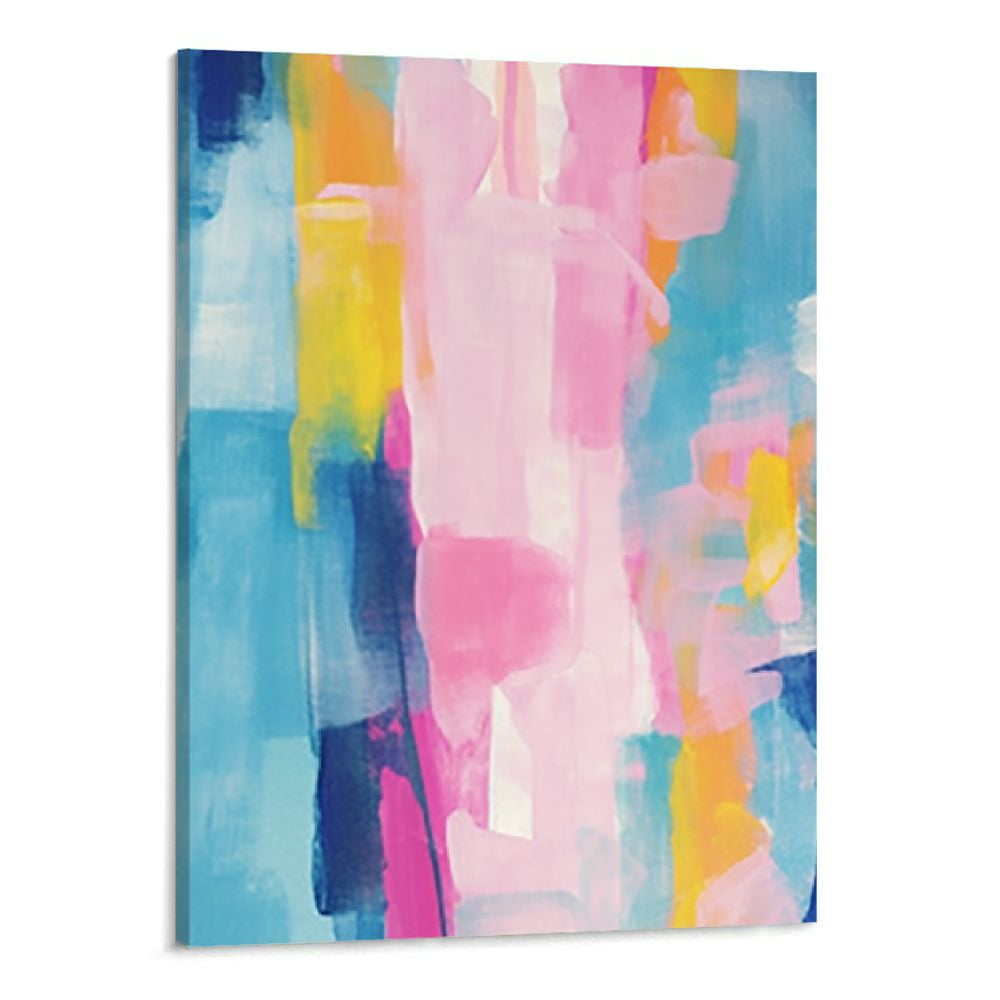 Nawypu Canvas Print Wall Art Set Pastel Blue and Pink Color Blocks ...