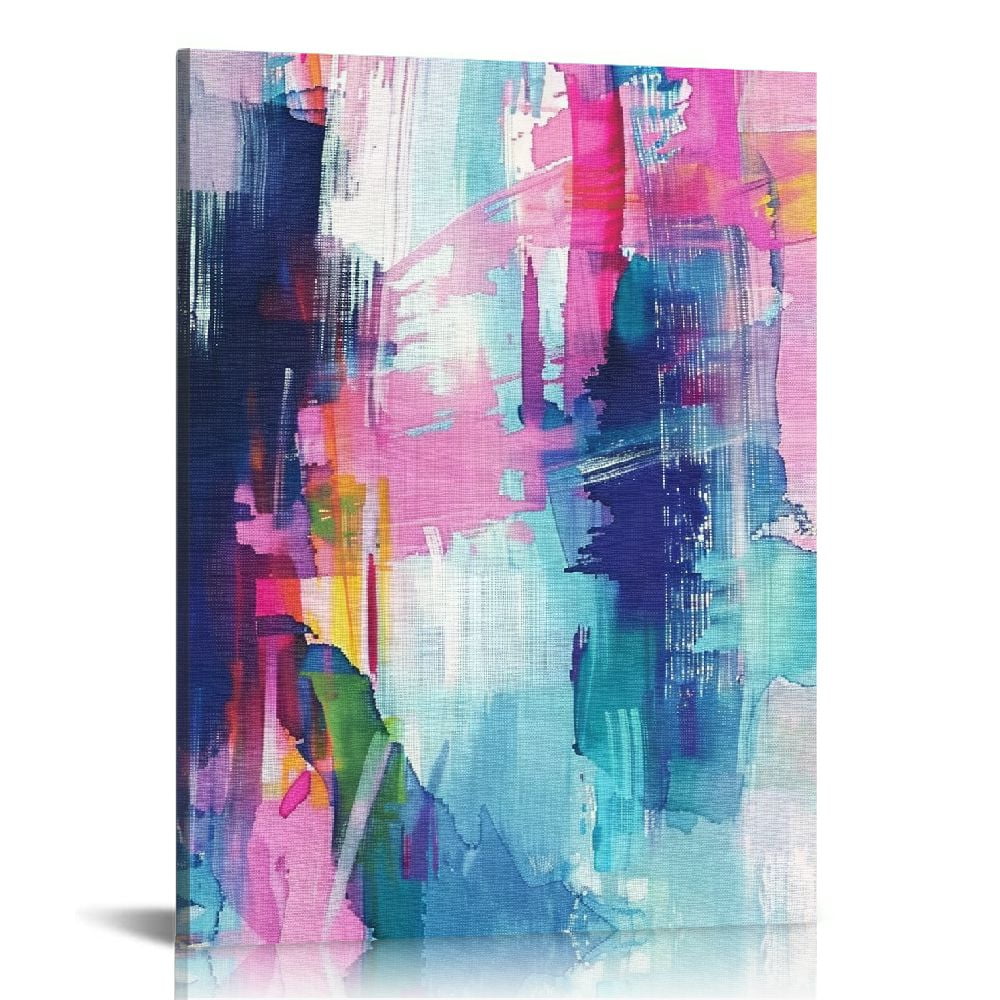 Nawypu Canvas Print Wall Art Set Pastel Blue and Pink Color Blocks ...