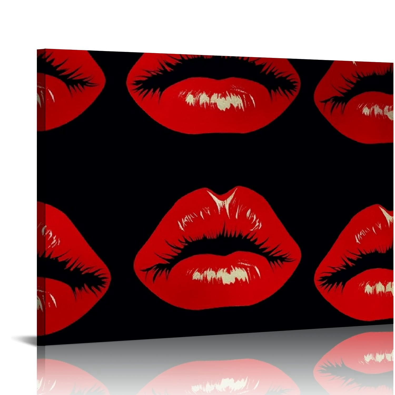 Nawypu Canvas Print Wall Art Sexy Woman Red Lips on Black Picture ...