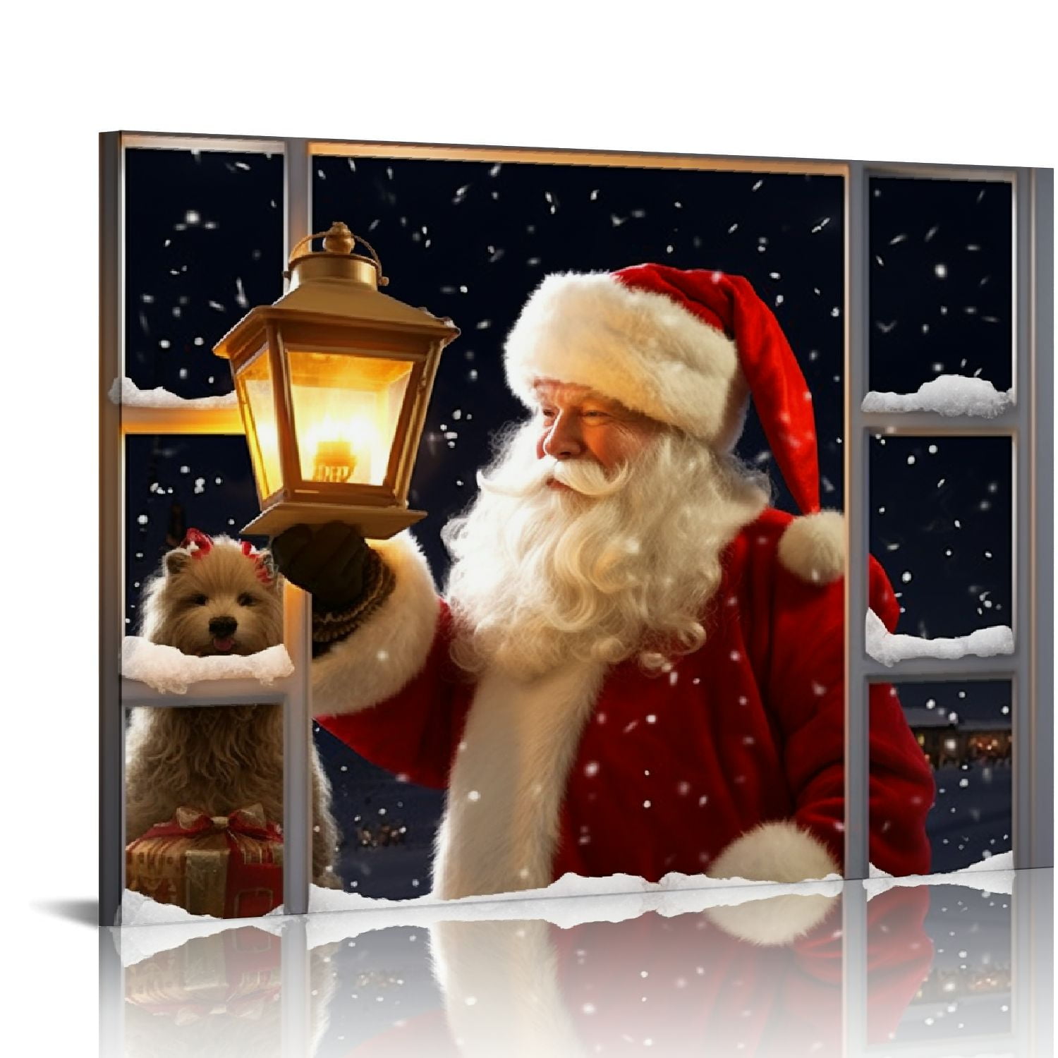 Nawypu - Canvas Print Wall Art - Window Frame Style Wall Art - Santa ...