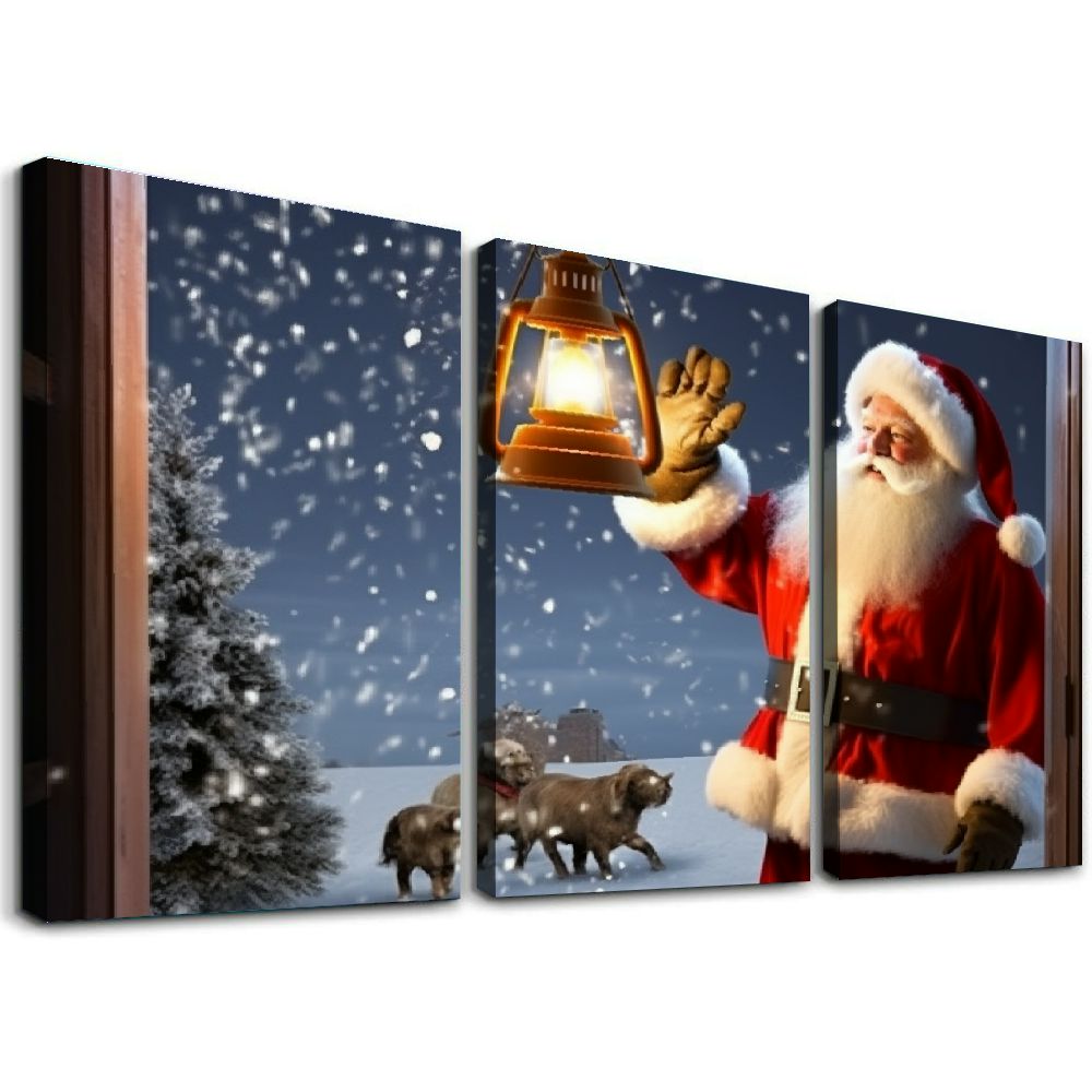 Nawypu - Canvas Print Wall Art - Window Frame Style Wall Art - Santa ...