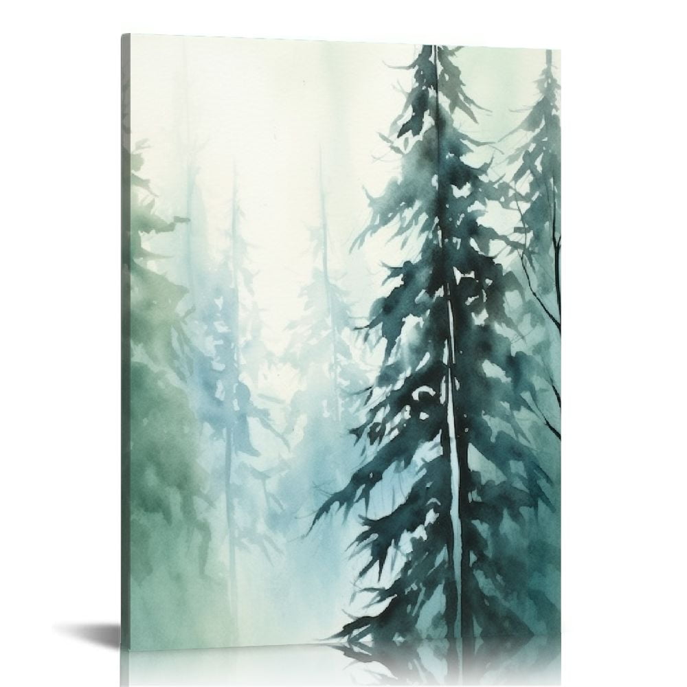 Nawypu Canvas Print Wall Art Woodland Nursery Decor Green Teal ...