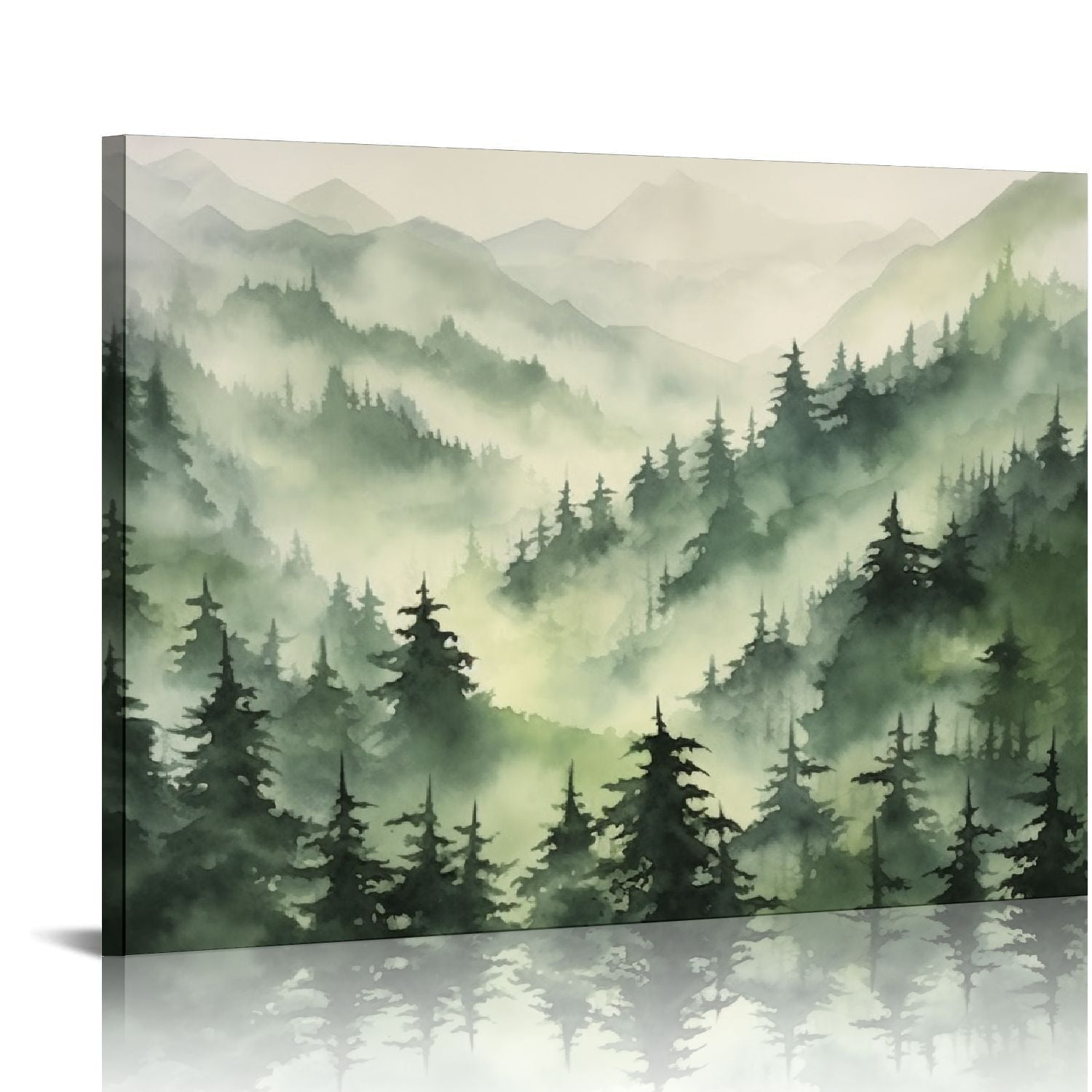 Nawypu Canvas Print Wall Art Woodland Nursery Decor Green & Teal Forest ...