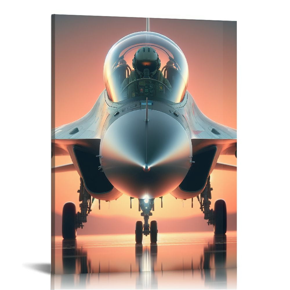 Nawypu Canvas Prints F-16 Fighting Falcon Fighter Jet on Sunset Wall ...