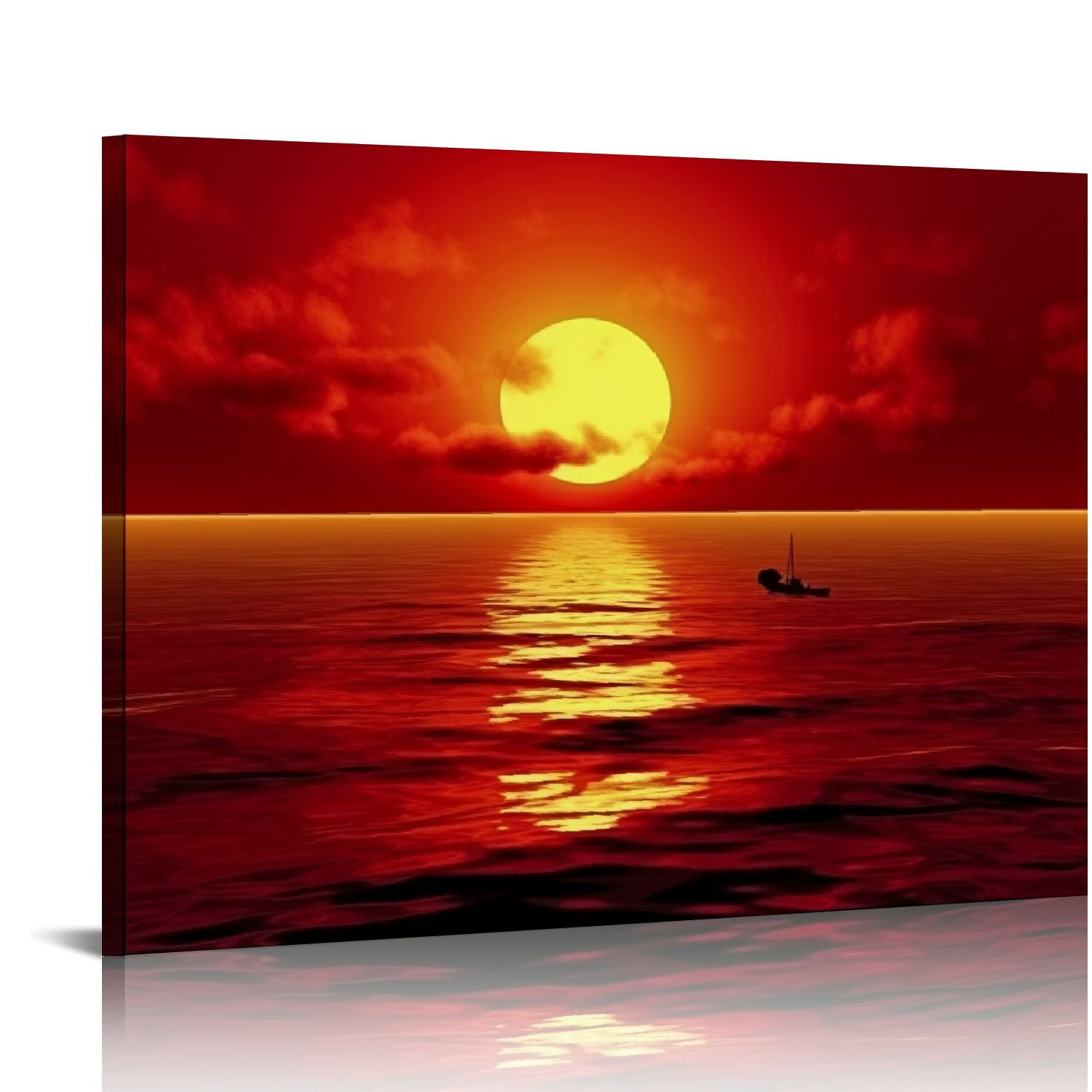 Nawypu Canvas Prints Red Sun Large Modern Seascape Sea Giclee Paintings ...