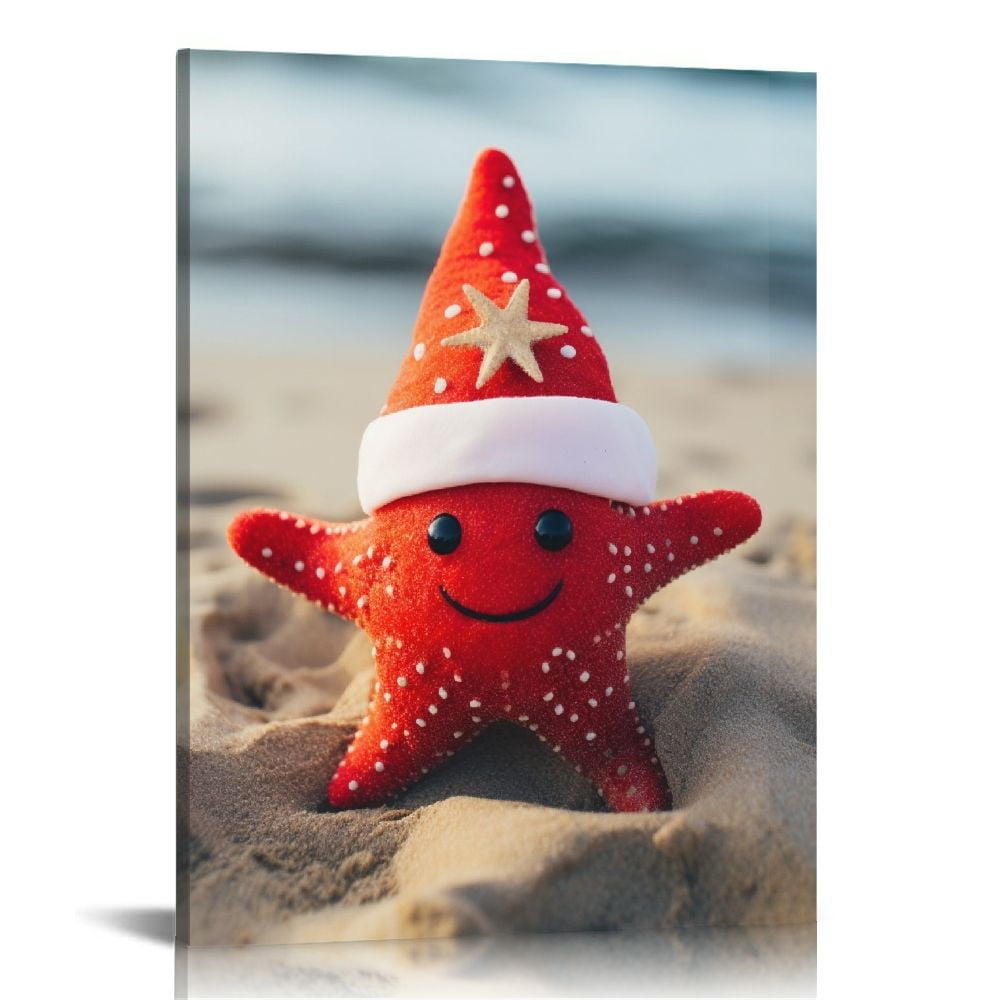 Nawypu Canvas Prints Wall Art - Blue Sky and Sea Star, Conch and ...
