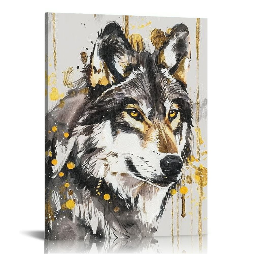 Nawypu Canvas Prints Wolf Decor Wolf Painting Canvas Wall Art Rustic ...