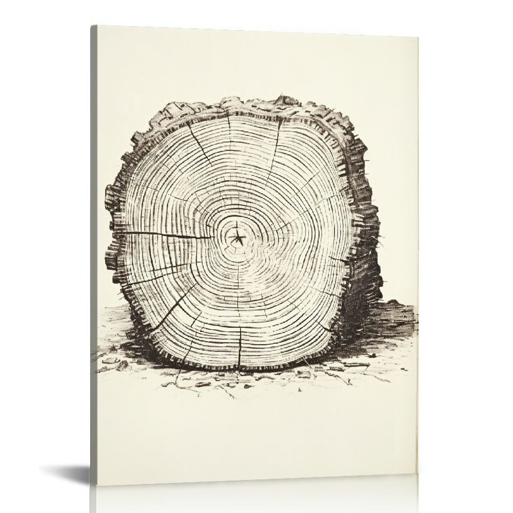 Nawypu Canvas Tree Ring Wall Art, Pastel Gray Artwork, Minimalist Wall ...