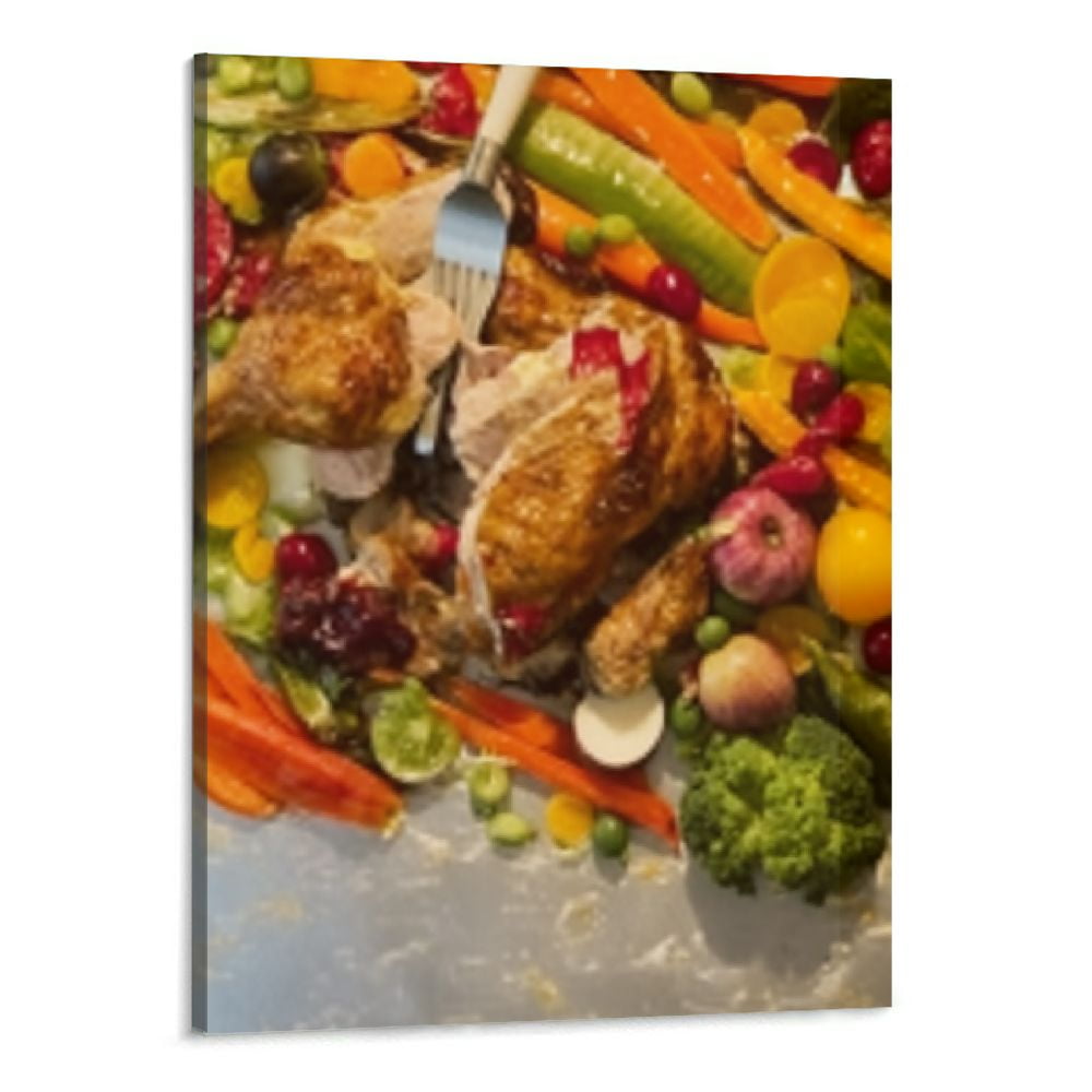 Nawypu Canvas Wall Art - 4 Panel Paintings Roast Turkey Dinner Modern ...