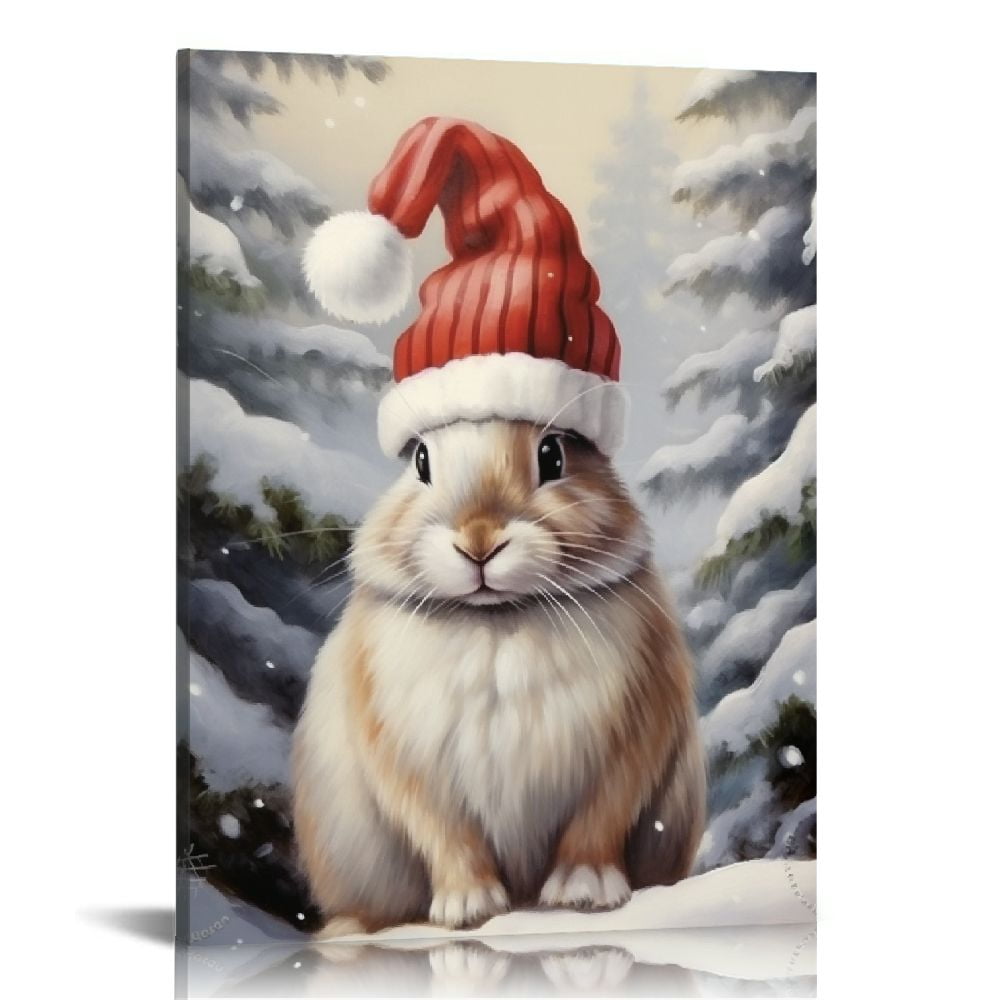 Nawypu Canvas Wall Art Animal Rabbit Posters Prints Rabbit In The Snow ...
