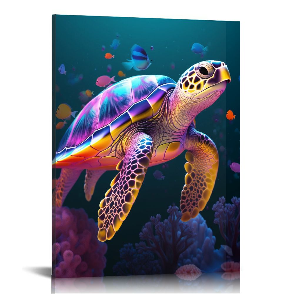 Nawypu Canvas Wall Art Bathroom Coastal Decor Sea Turtle Canvas Picture ...