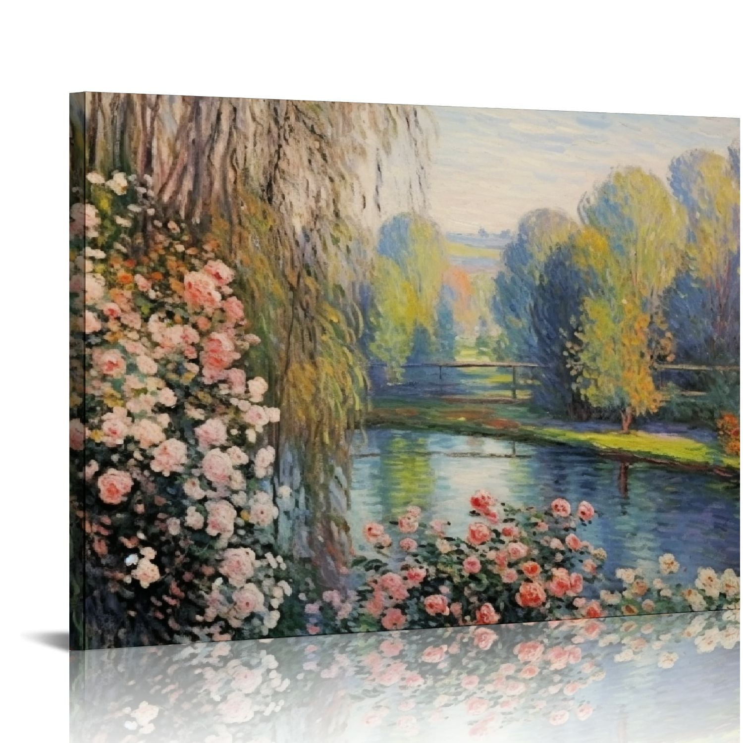 Nawypu Canvas Wall Art Claude Monet Painting Garden of Montgeron in Giverny Picture Canvas ...