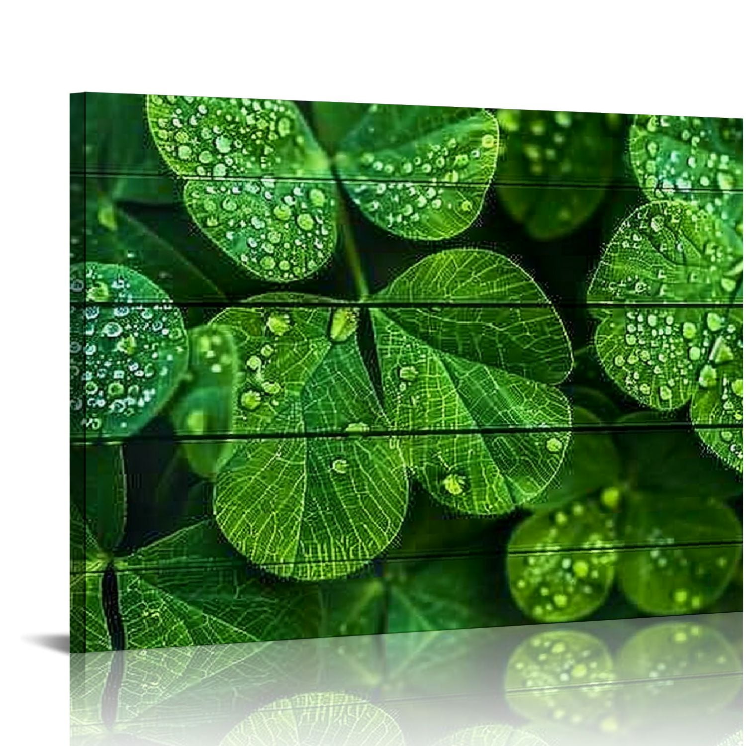 JEUXUS - Canvas Wall Art - Clover Leaves on a Rustic Background ...