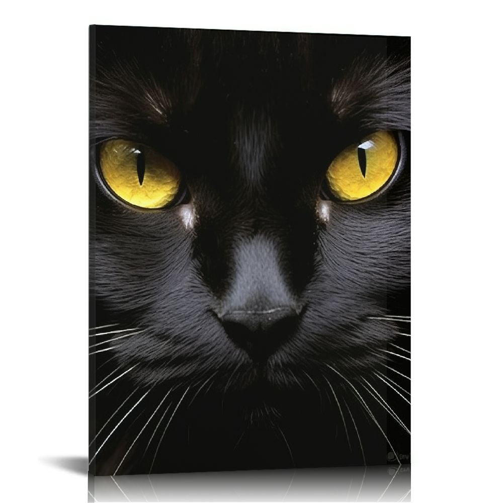 Nawypu Canvas Wall Art Cue Black Cat in The Dark Picture Modern Artwork ...