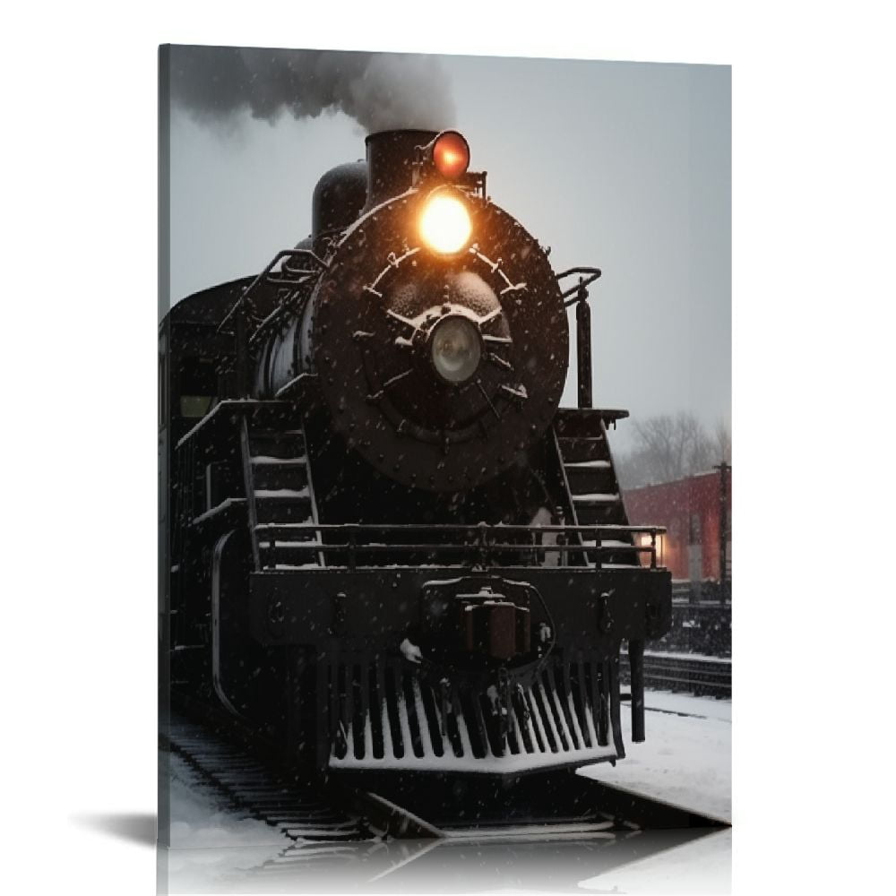 Nawypu Canvas Wall Art Wall Decor Abstract Black Steam Train In The ...