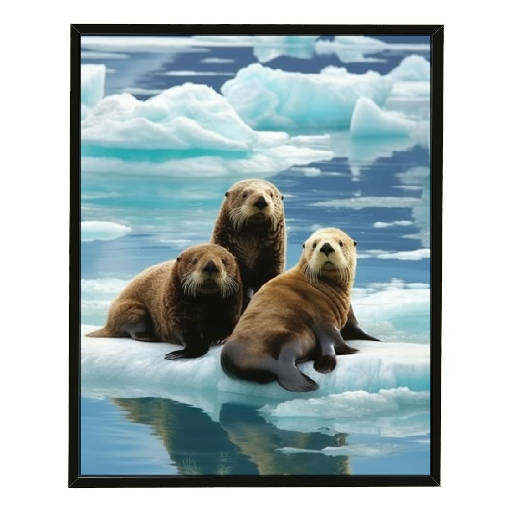 Nawypu Canvas Wall Art Enhydra lutris front Surprise Resting ice from ...