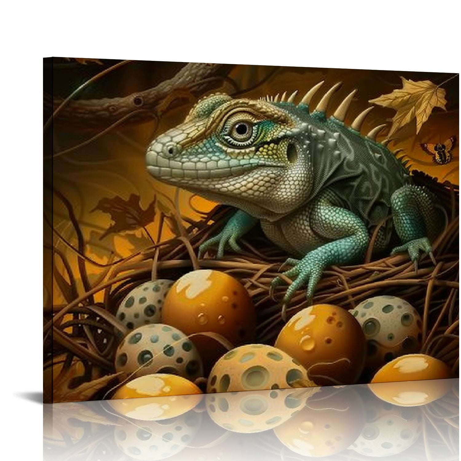 Nawypu Canvas Wall Art Female Lizard And Eggs Canvas Wall Art Funny ...