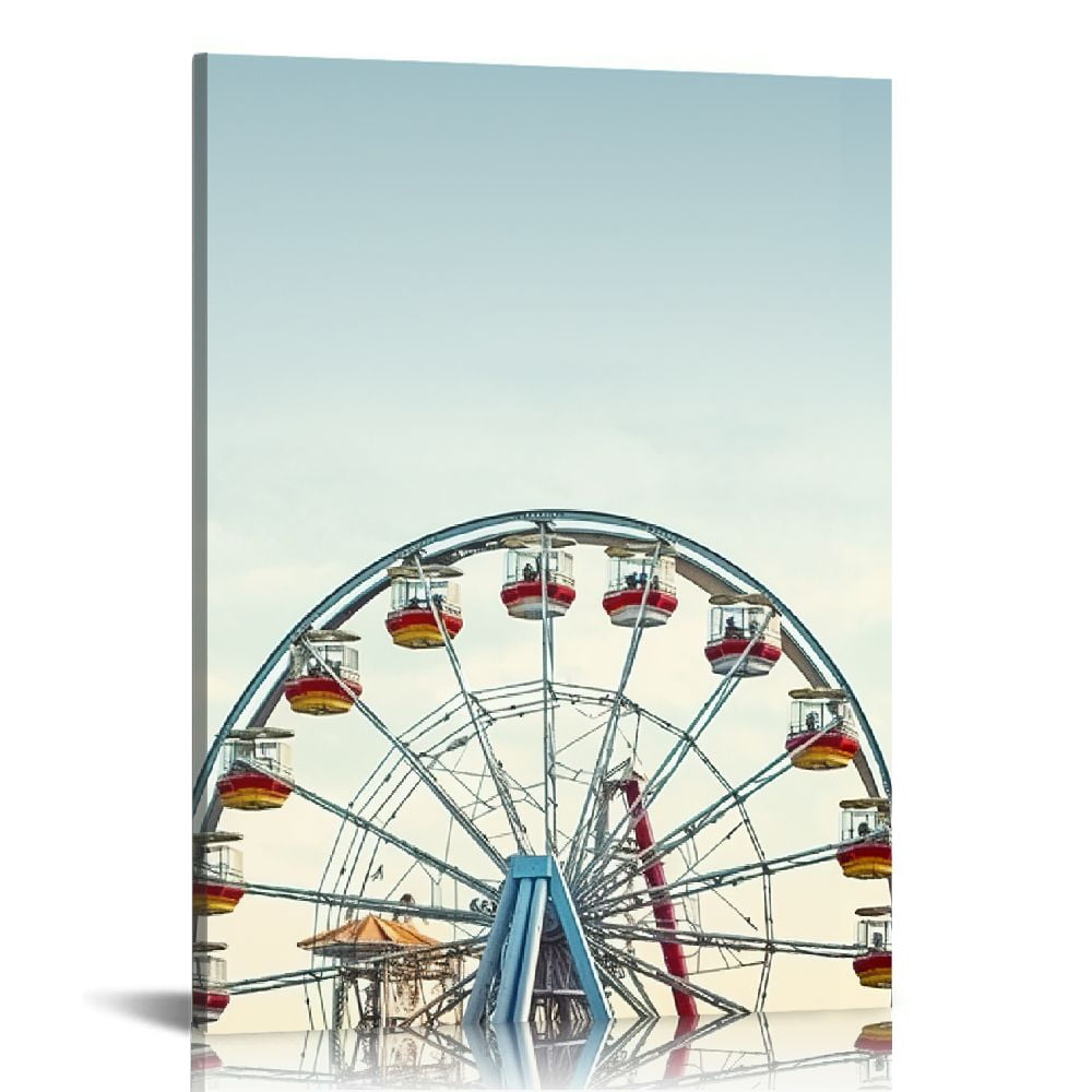 Nawypu Canvas Wall Art Ferris Wheel on White Background Giclee Print ...
