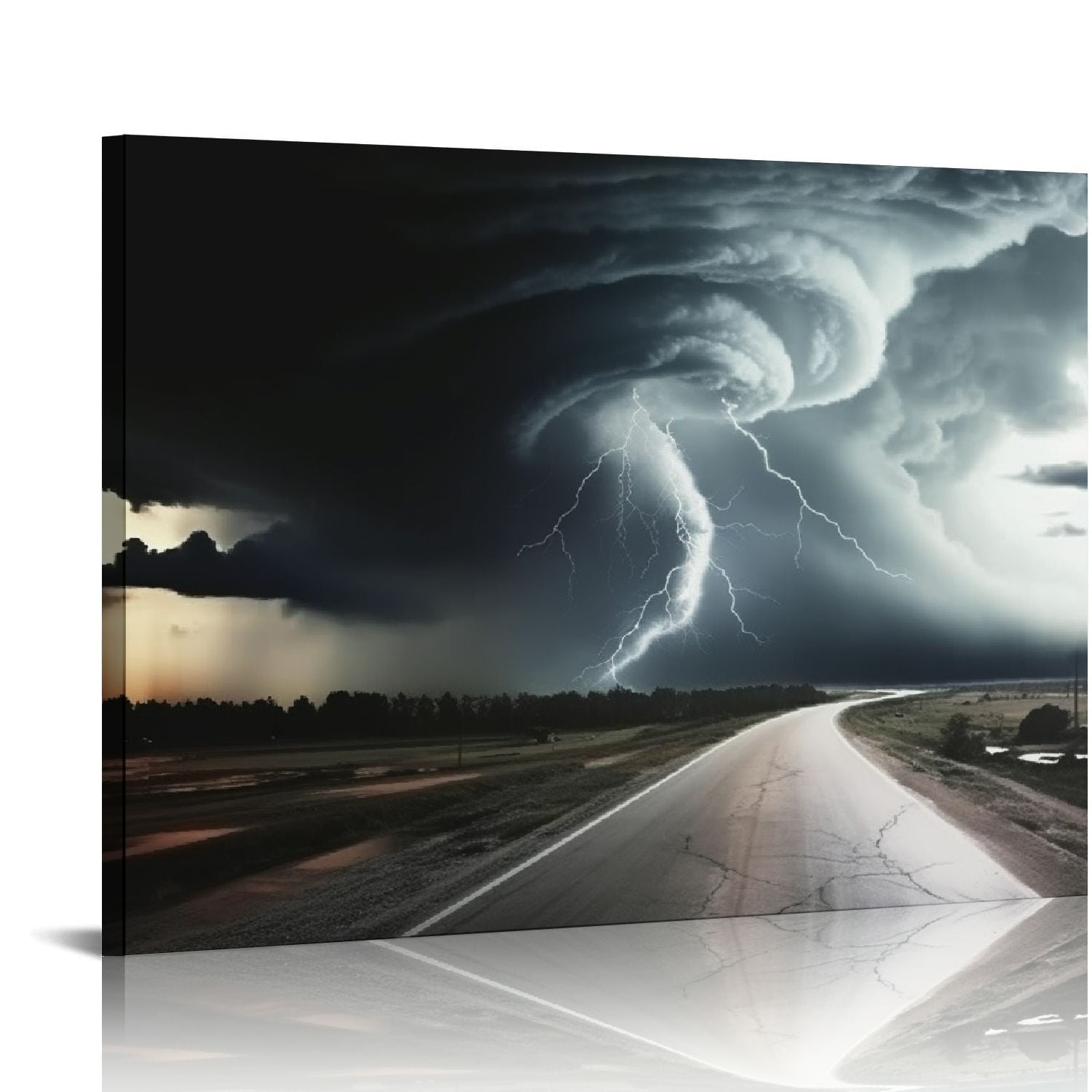 Nawypu Canvas Wall Art, Framed Canvas Prints Tornado with Lightning ...