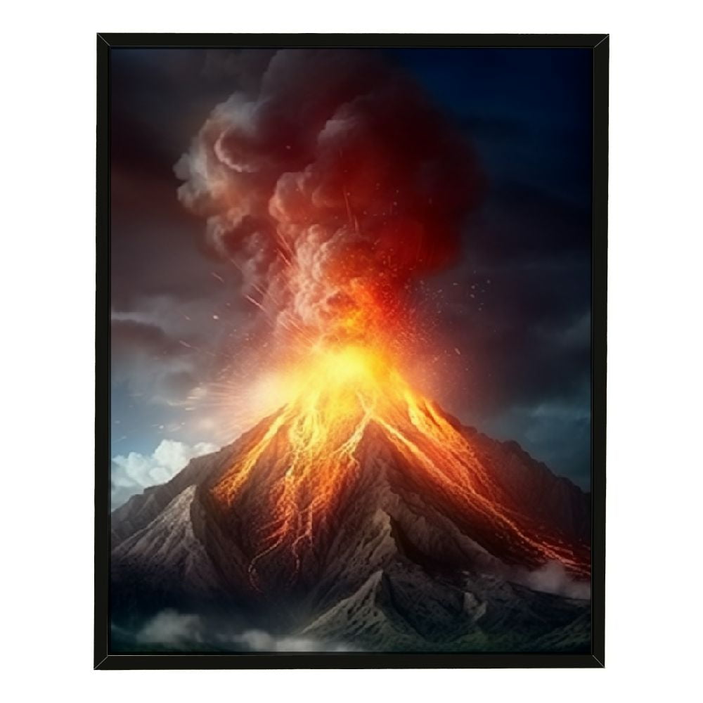 Nawypu Canvas Wall Art for Living Room Volcano Eruption a Large Volcano ...