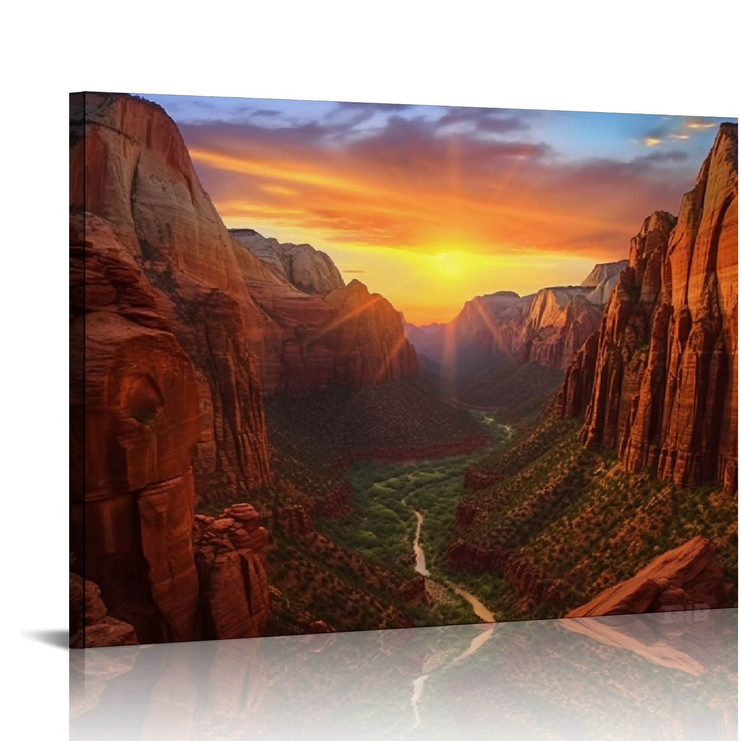 Nawypu Canvas Wall Art for Office Home Valley at Gold Sunset Landscape ...