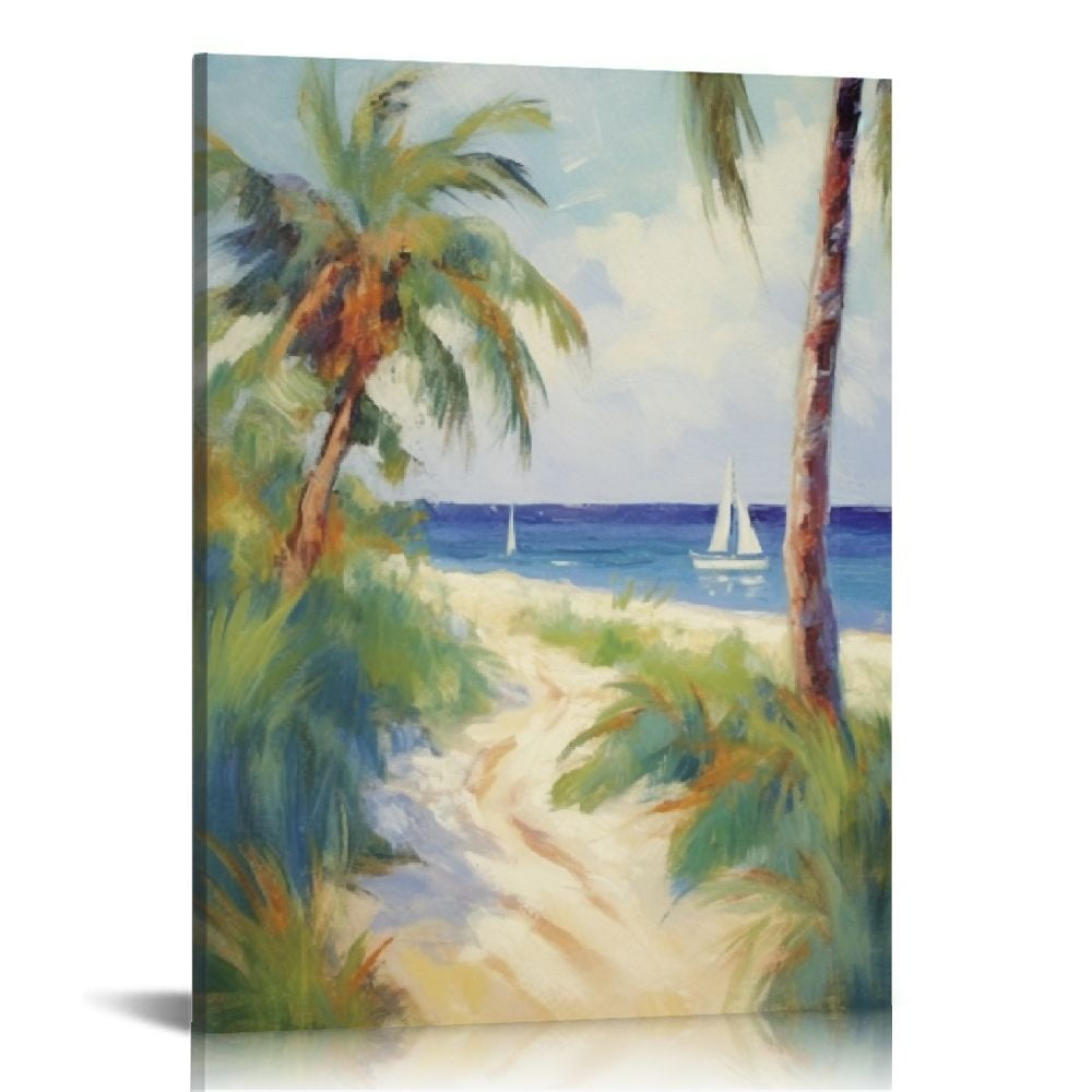 Nawypu Canvas Wall Art Paintings for Home Palm tree Pathway to the ...